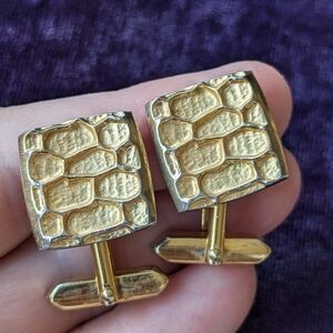 Accessories | Vintage Mens Cufflinks 1k Gold Plated Brutalist Brick ...